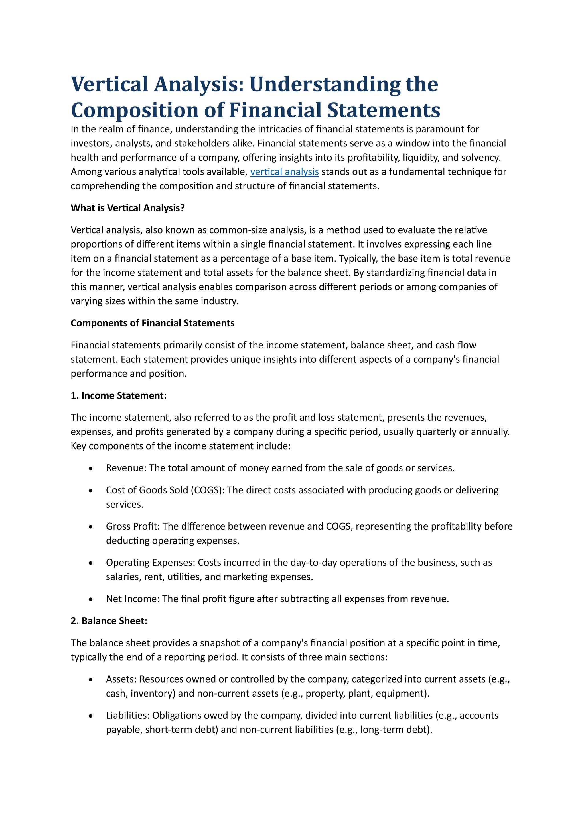 Vertical Analysis: Understanding the Composition of Financial ...