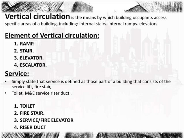 Vertical Circulation and Services of Highrise | PPTX | Automotive