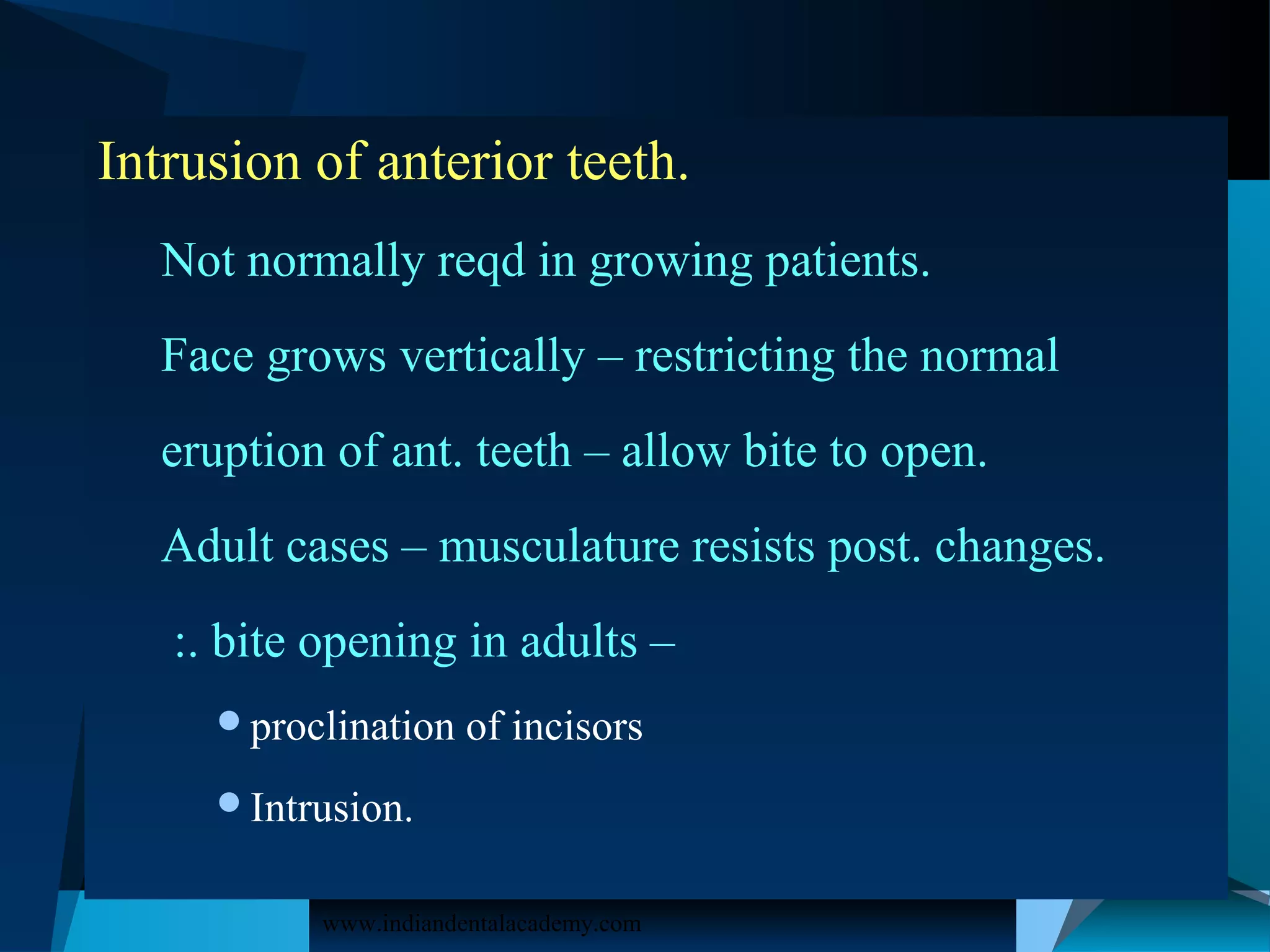 Vertical control in straight wire technique , intrusion mechanics | PPT
