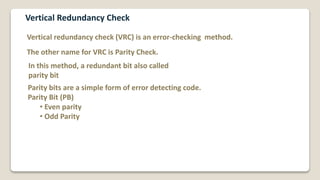 Vertical redundancy check in Computer Network | PPTX | Computing | Technology & Computing