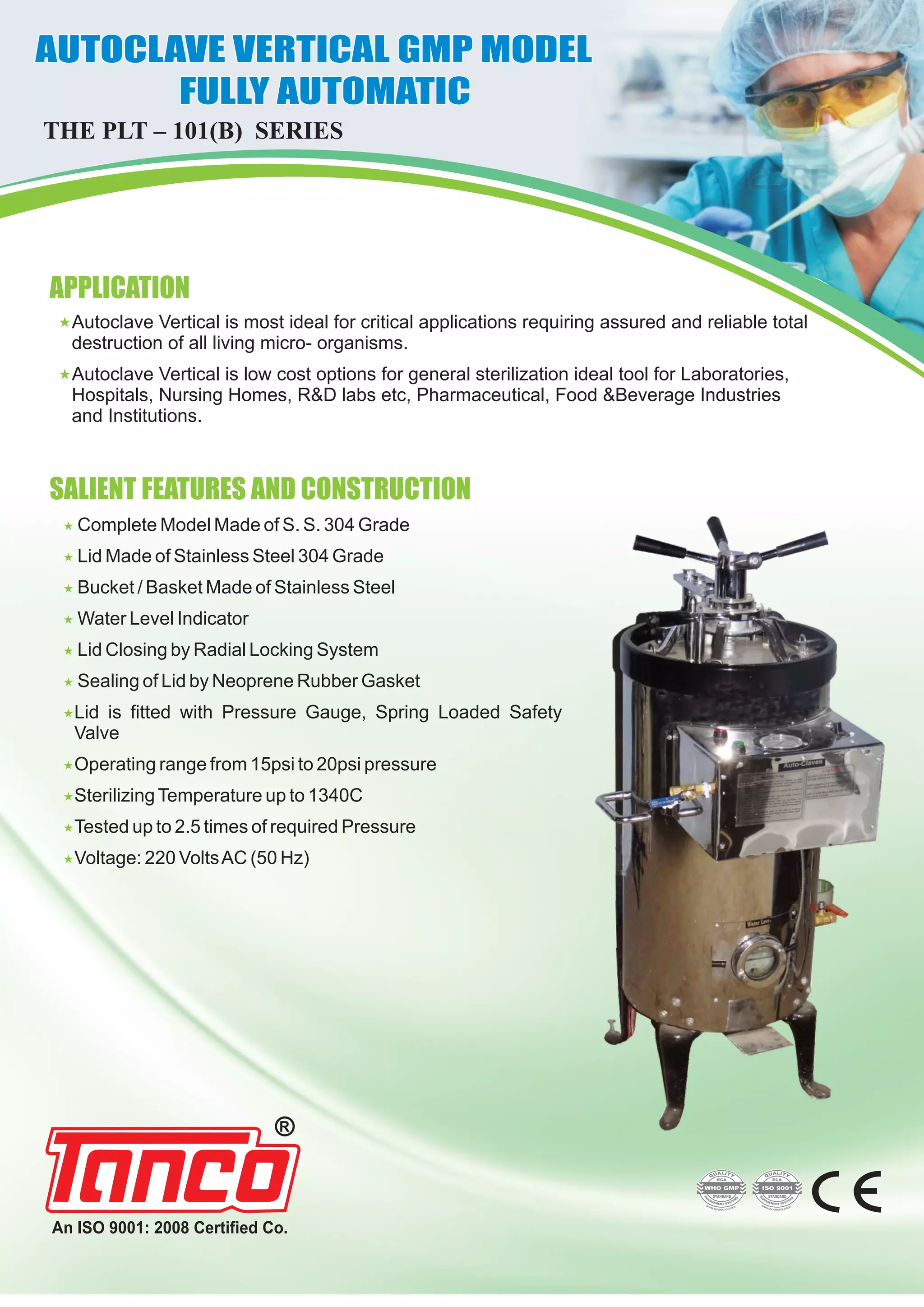 Vertical sterilizer GMP Model Tanco Autoclave | PDF