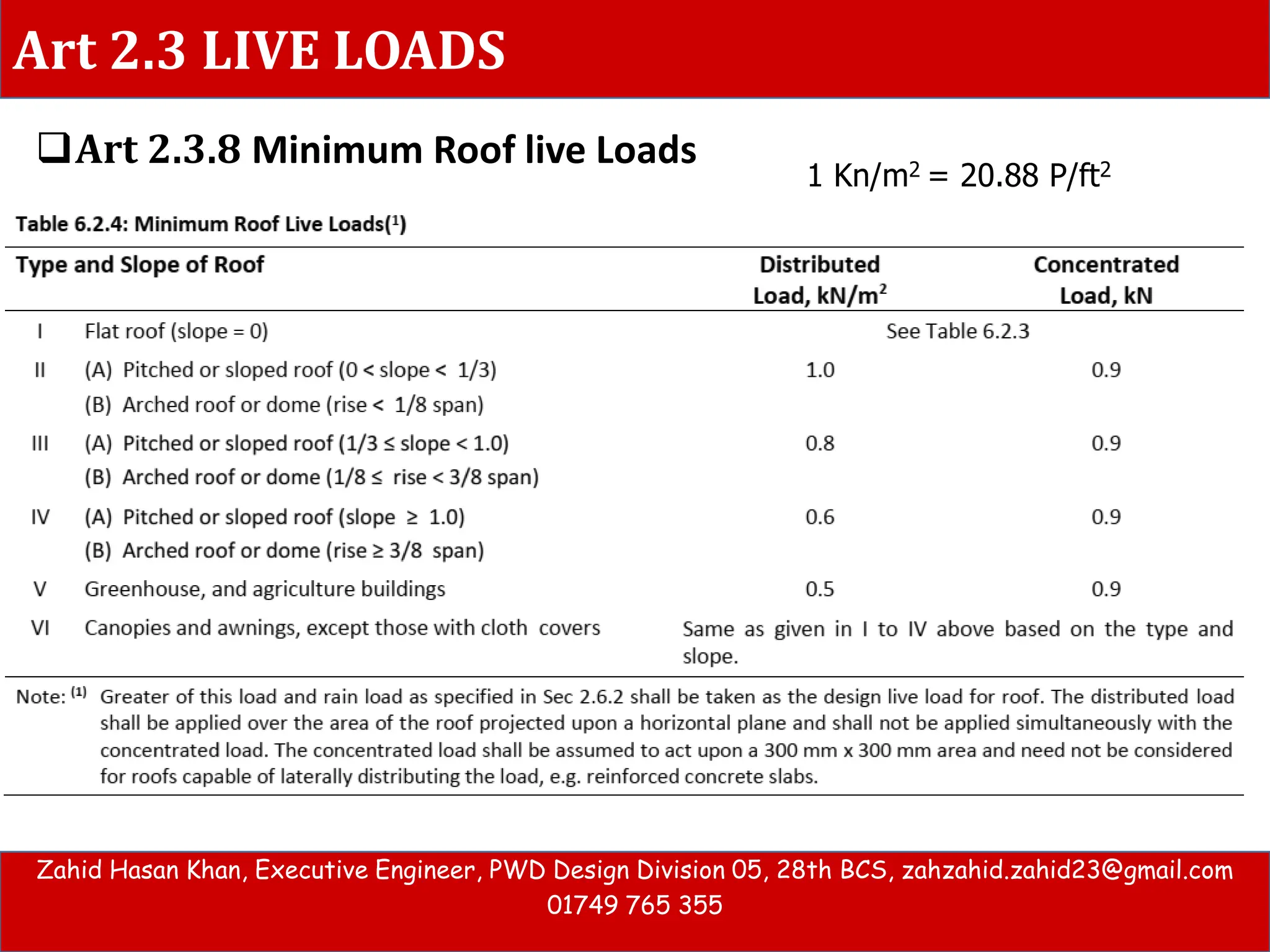 Verticle load analysis according to BNBC 2020 | PDF