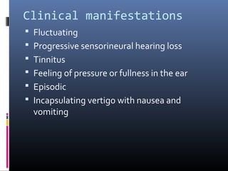 meniere's disease (Vertigo) and labyrinthitis | PPT