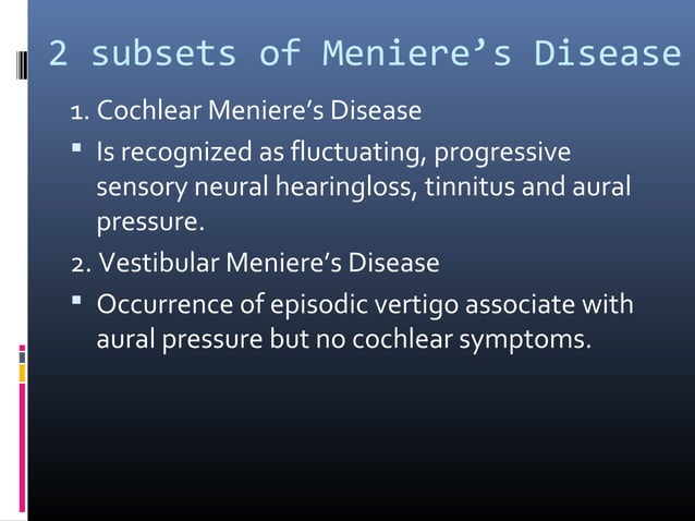 meniere's disease (Vertigo) and labyrinthitis | PPT