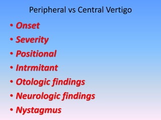 Vertigo and peripheral vestibular disorders | PPTX