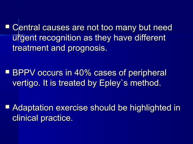 Approach to Vertigo | PPT | Brain and Nervous System Disorders ...