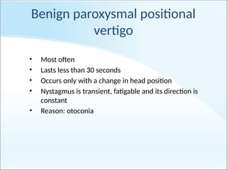 Vertigo diagnosis and management of vertigo | PPTX