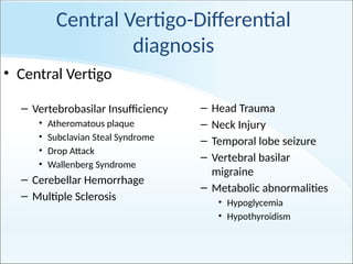 Vertigo diagnosis and management of vertigo | PPTX
