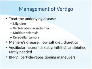 Vertigo diagnosis and management of vertigo | PPTX