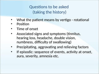 Vertigo diagnosis and management of vertigo | PPTX