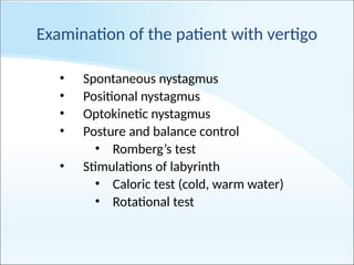 Vertigo diagnosis and management of vertigo | PPTX