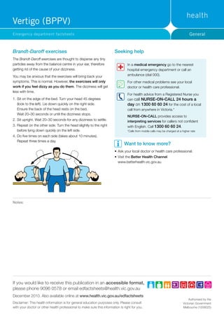 Vertigo - Causes, Symptoms and Treatment | PDF