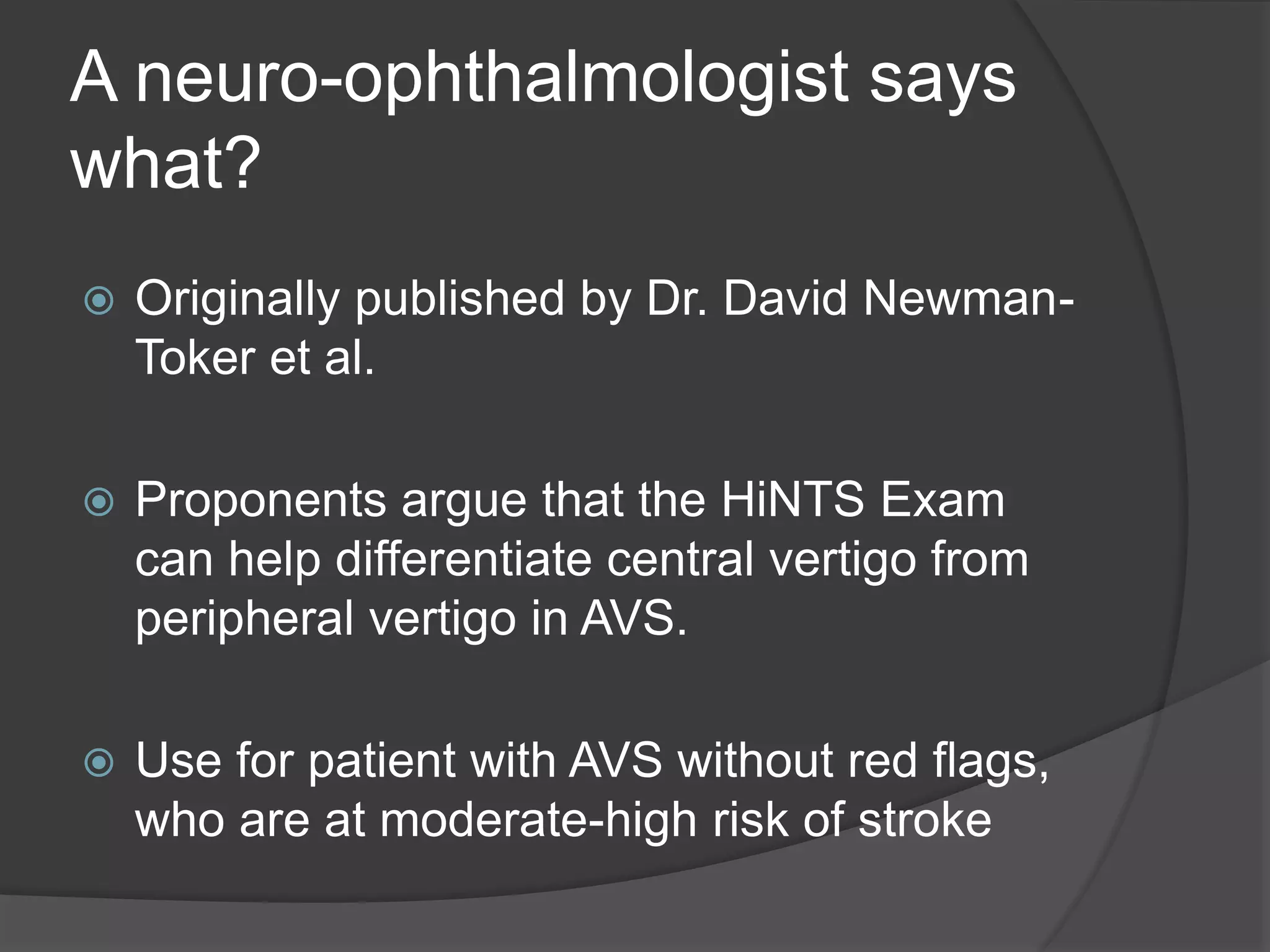 Dizzying HiNTS in the E.D. | PPTX
