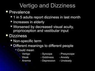 Vertigoanddizziness Ppt Ppt
