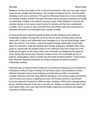 Vertigo essay | PDF