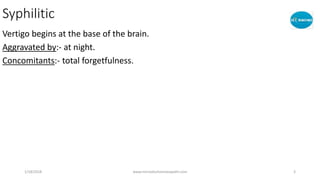 Vertigo in sycotic, syphilitic & tubercular | PPT