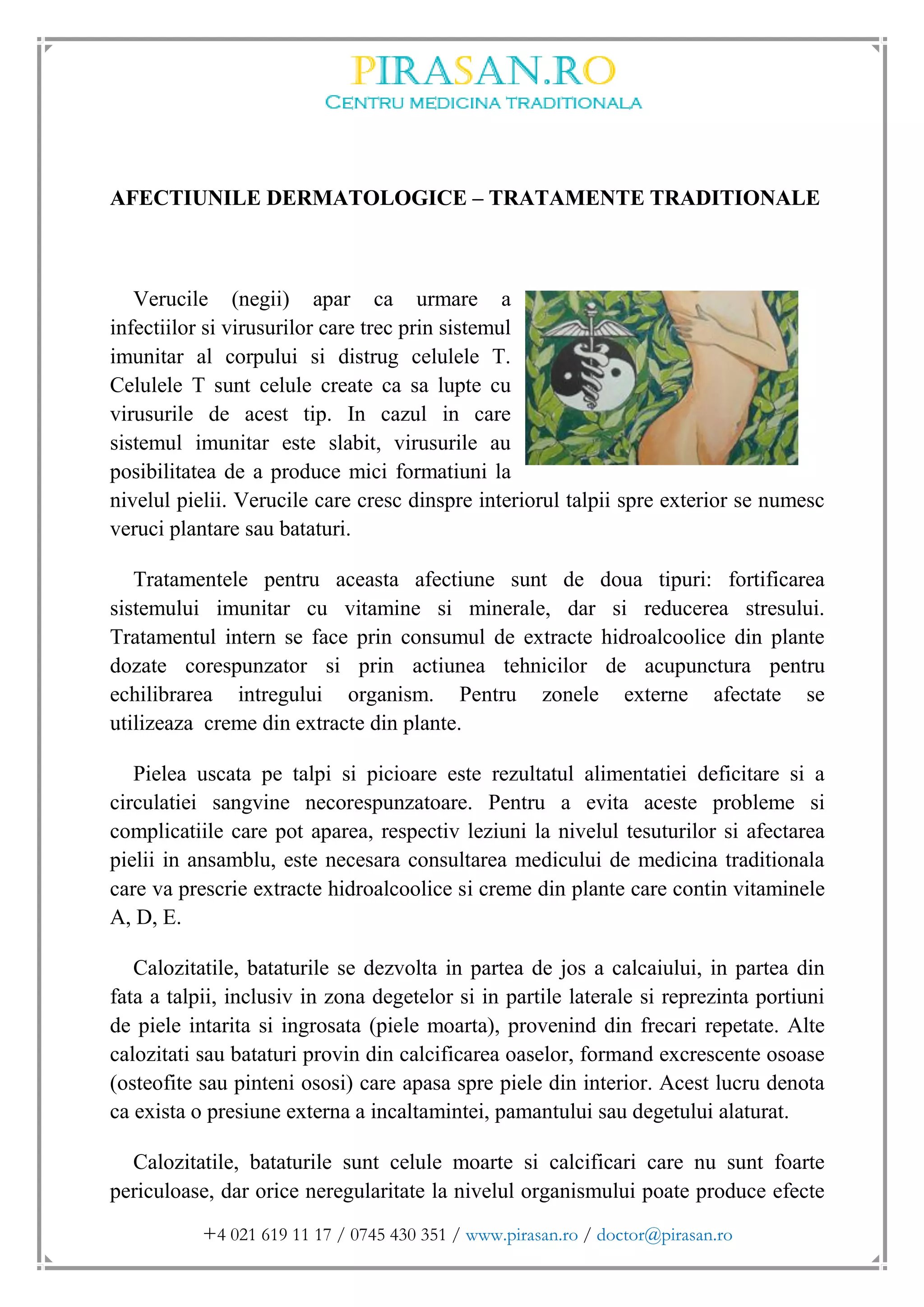 Afectiuni dermatologice - tratamente traditionale | PDF
