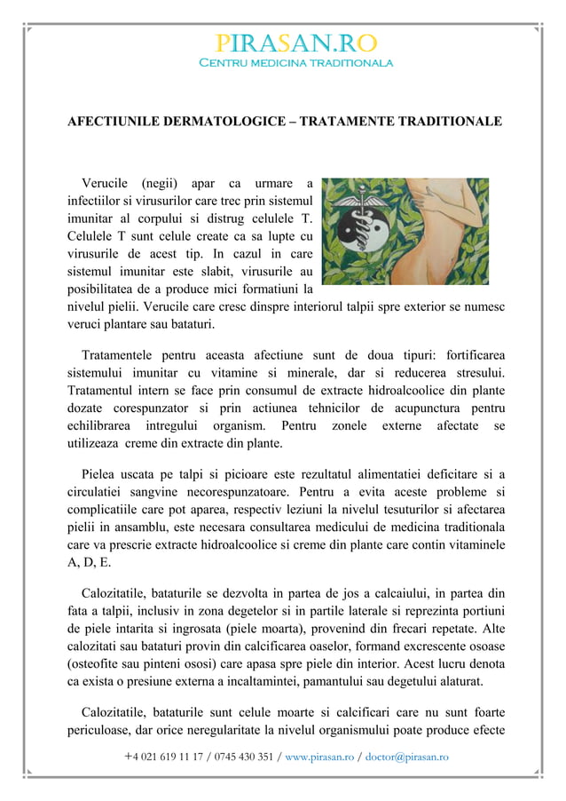 Afectiuni dermatologice - tratamente traditionale | PDF