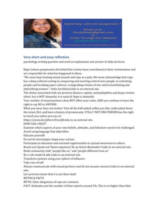 Very short and easy reflection.pdf | Sexual Conditions | Sexual Health