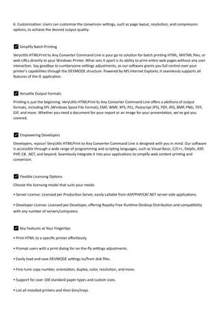 VeryUtils HTMLPrint to Any Converter Command Line is a versatile tool that streamlines the ...