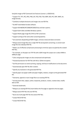 VeryUtils Image to PDF Converter Command Line is a Windows Application which can directly ...