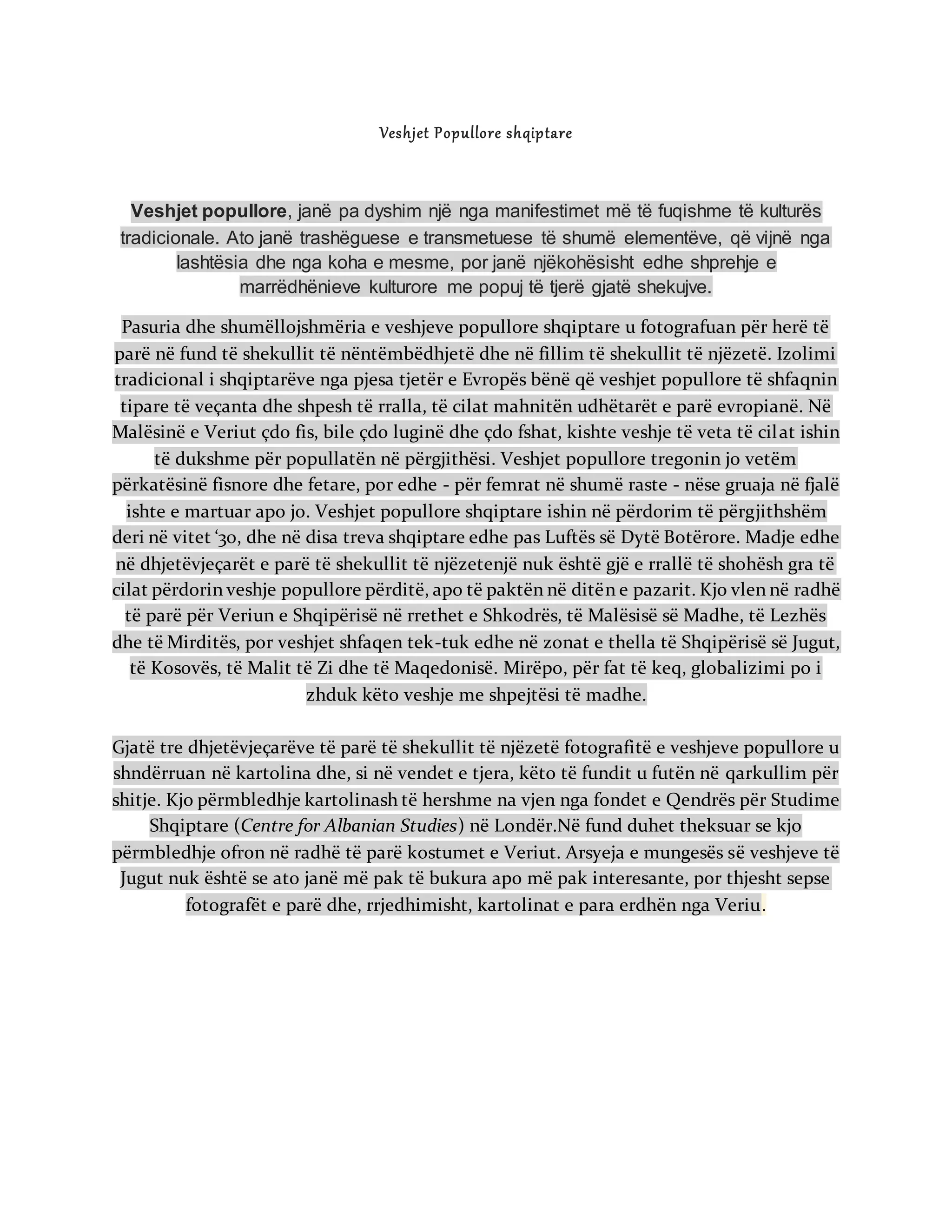 Veshjet Shqiptare | DOCX