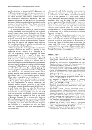 Vesicouterine Fistula Following Cesarean Delivery – Ultrasound ...