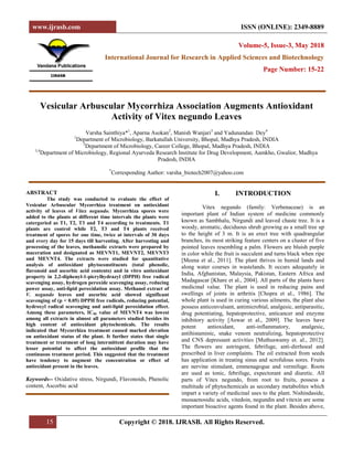 Vesicular Arbuscular Mycorrhiza Association Augments Antioxidant Activity of Vitex negundo ...
