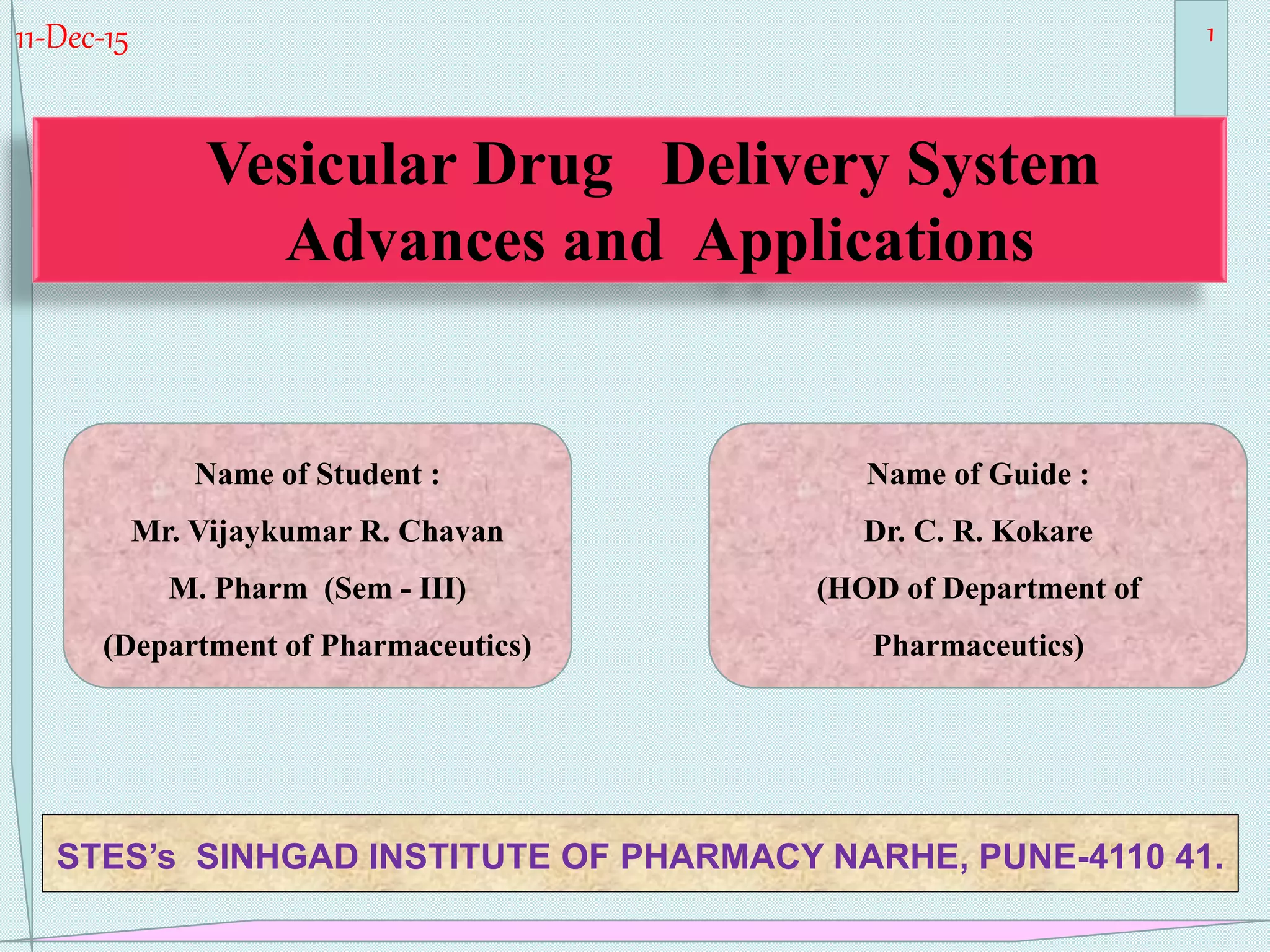 Vesicular drug delivery system | PPTX | Skin Care | Beauty
