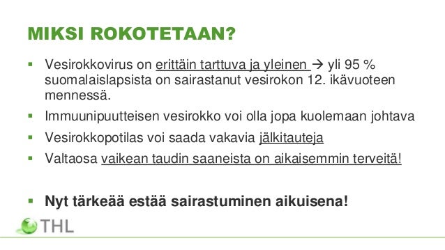 Vesirokko rokotusohjelmassa mita saatu aikaan