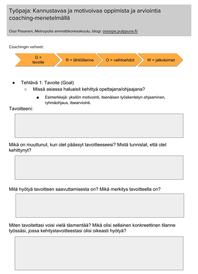 Veso-paja coaching harjoitukset | PDF
