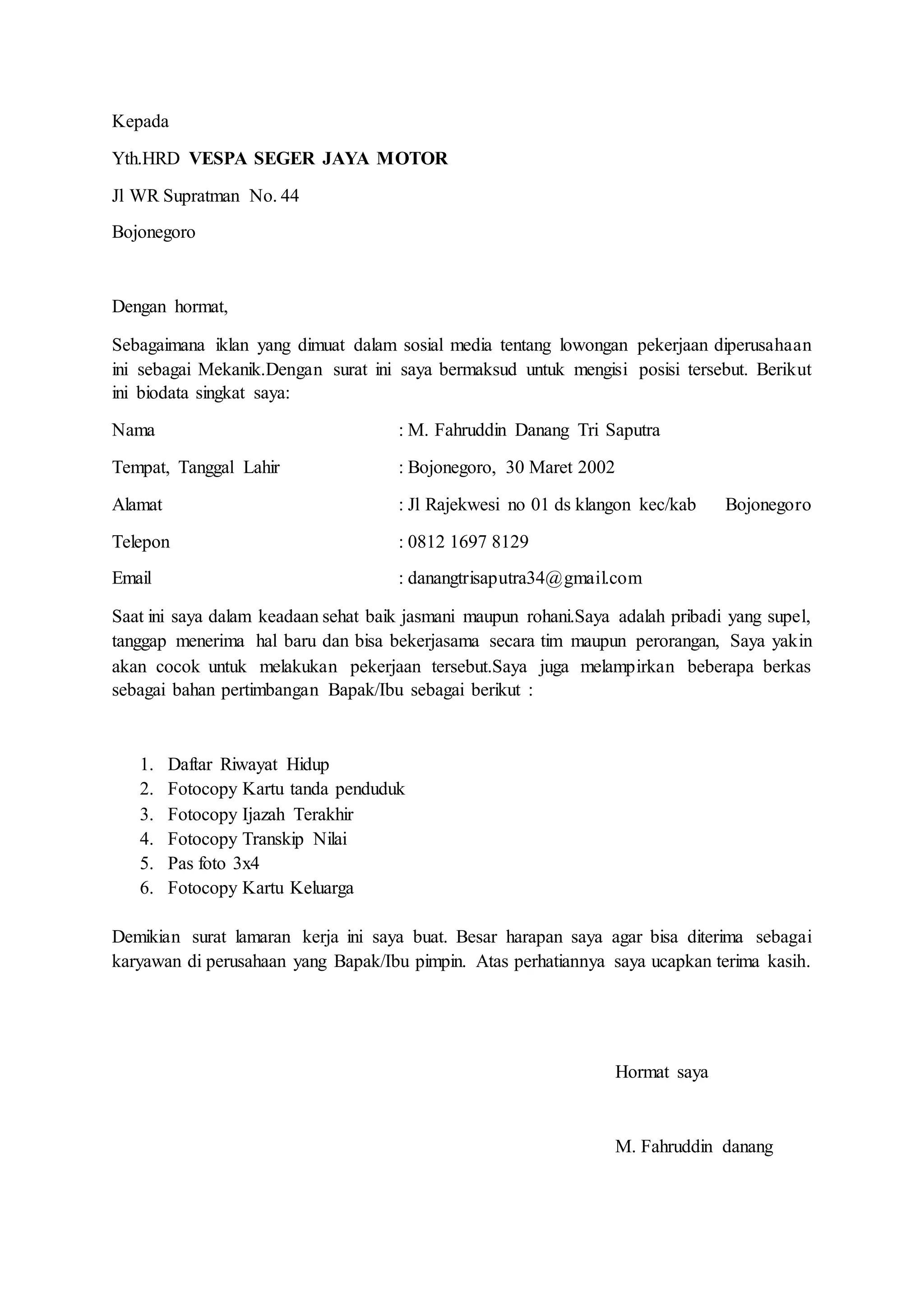 Vespa seger jaya motor | DOCX