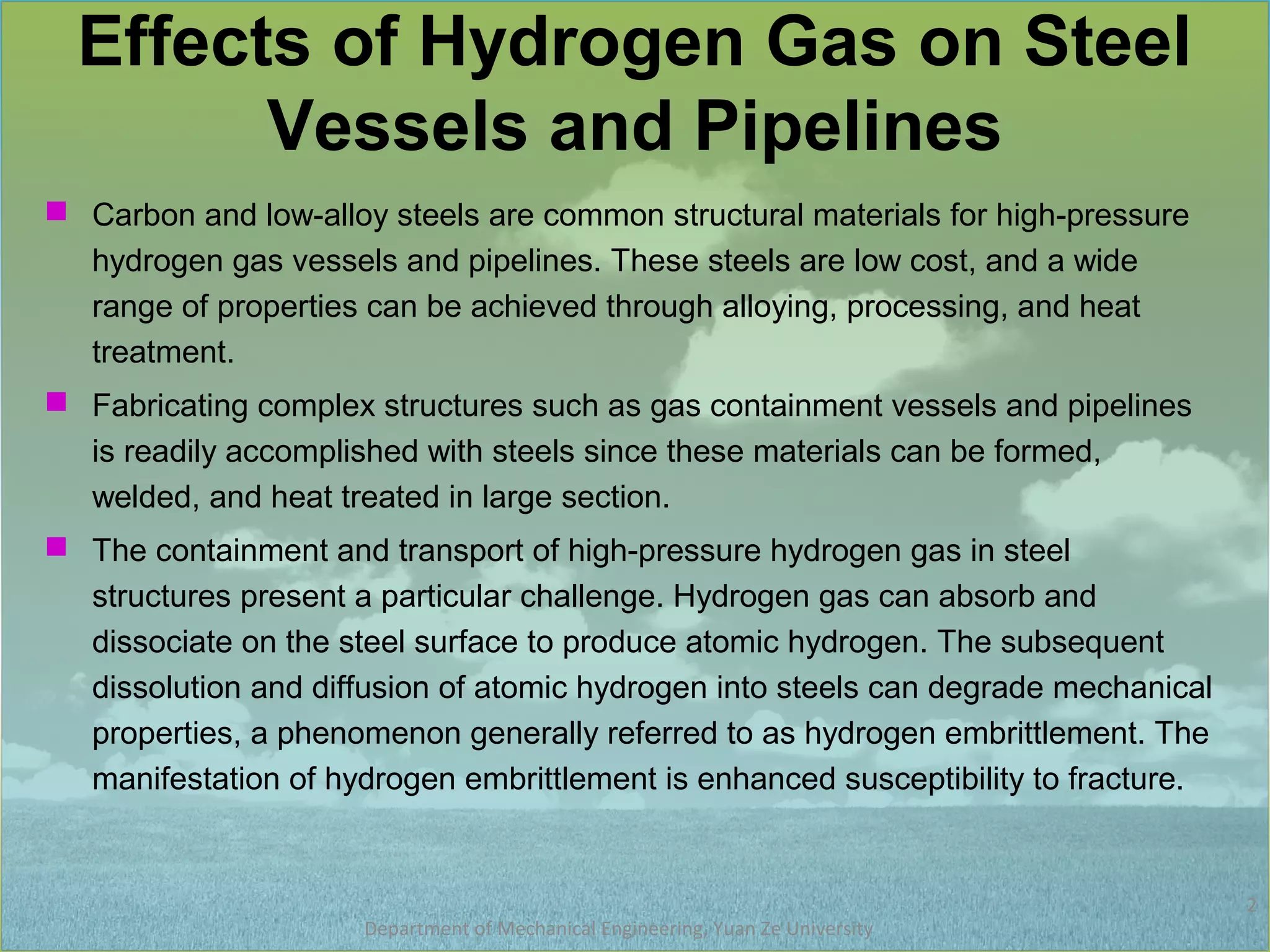 Vessels and pipelines of hydrogen gas | PPT