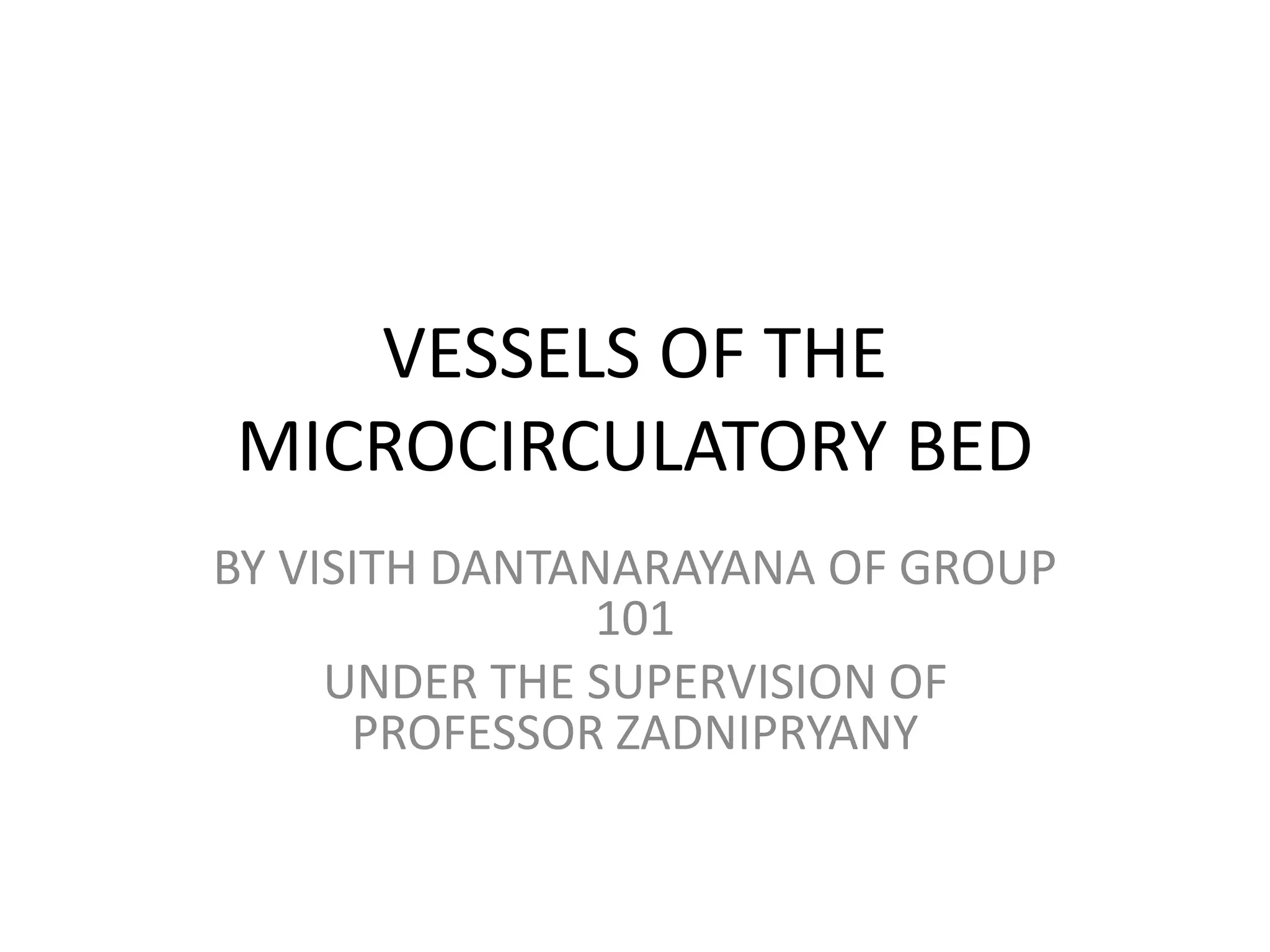 Anatomy of the Microcirculatory Bed | PPTX