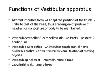 physiology of vestibular system with vivid diagrams. | PPTX