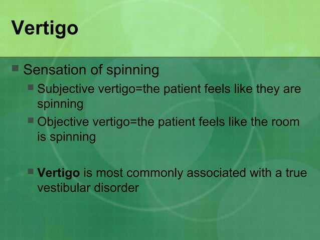 Vestibular disorders | PPT | Ear, Nose and Throat Conditions | Diseases ...