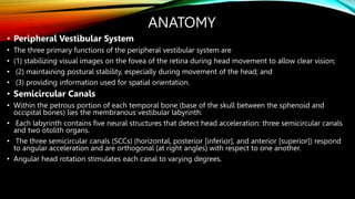 Vestibular Disorders and their dysfunctions | PPTX