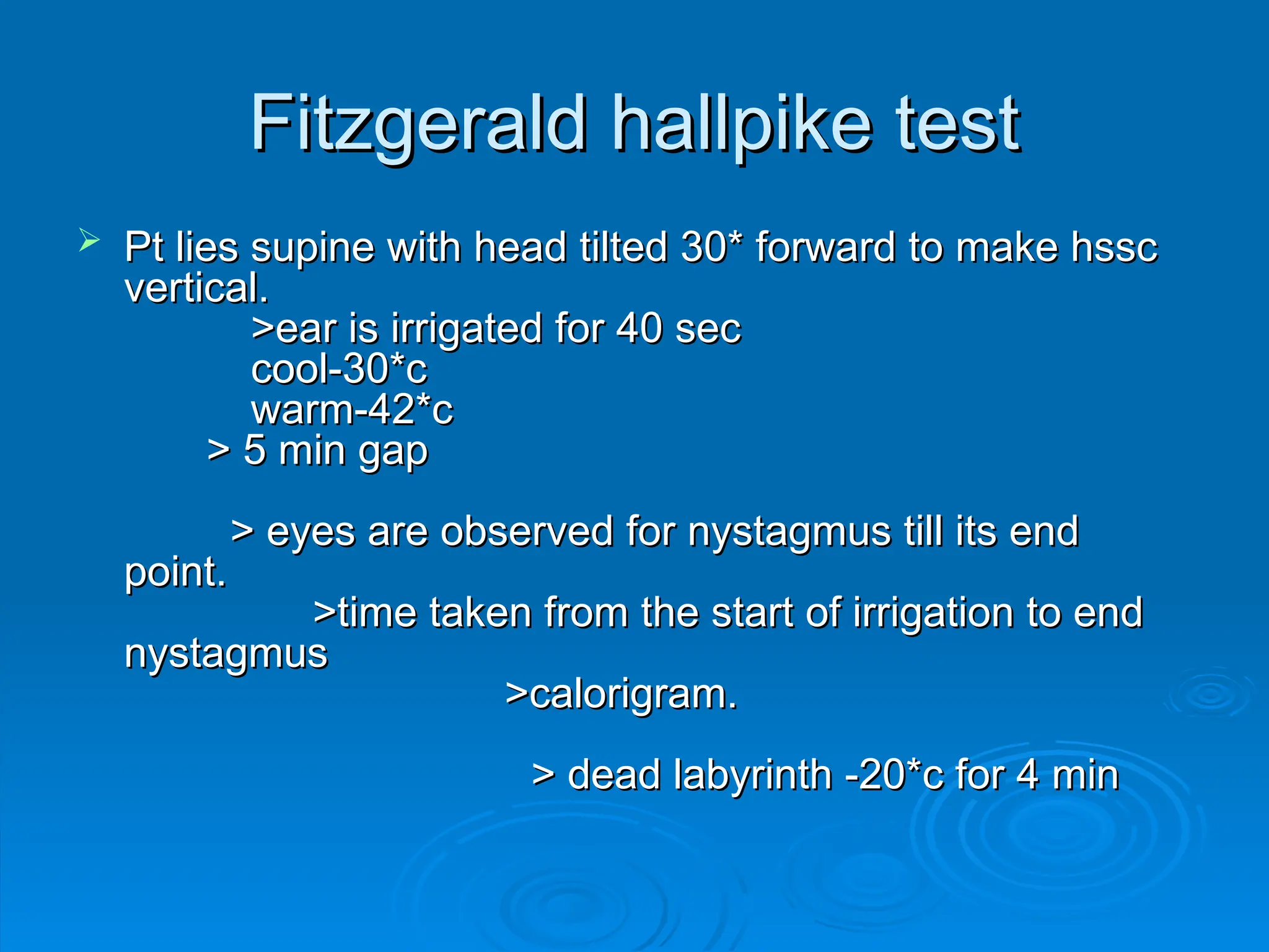Vestibular F TEST for vestibular Function | PPT
