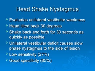 Vestibular F TEST.pptVestibular F TEST.ppt for Vestibular Function | PPT