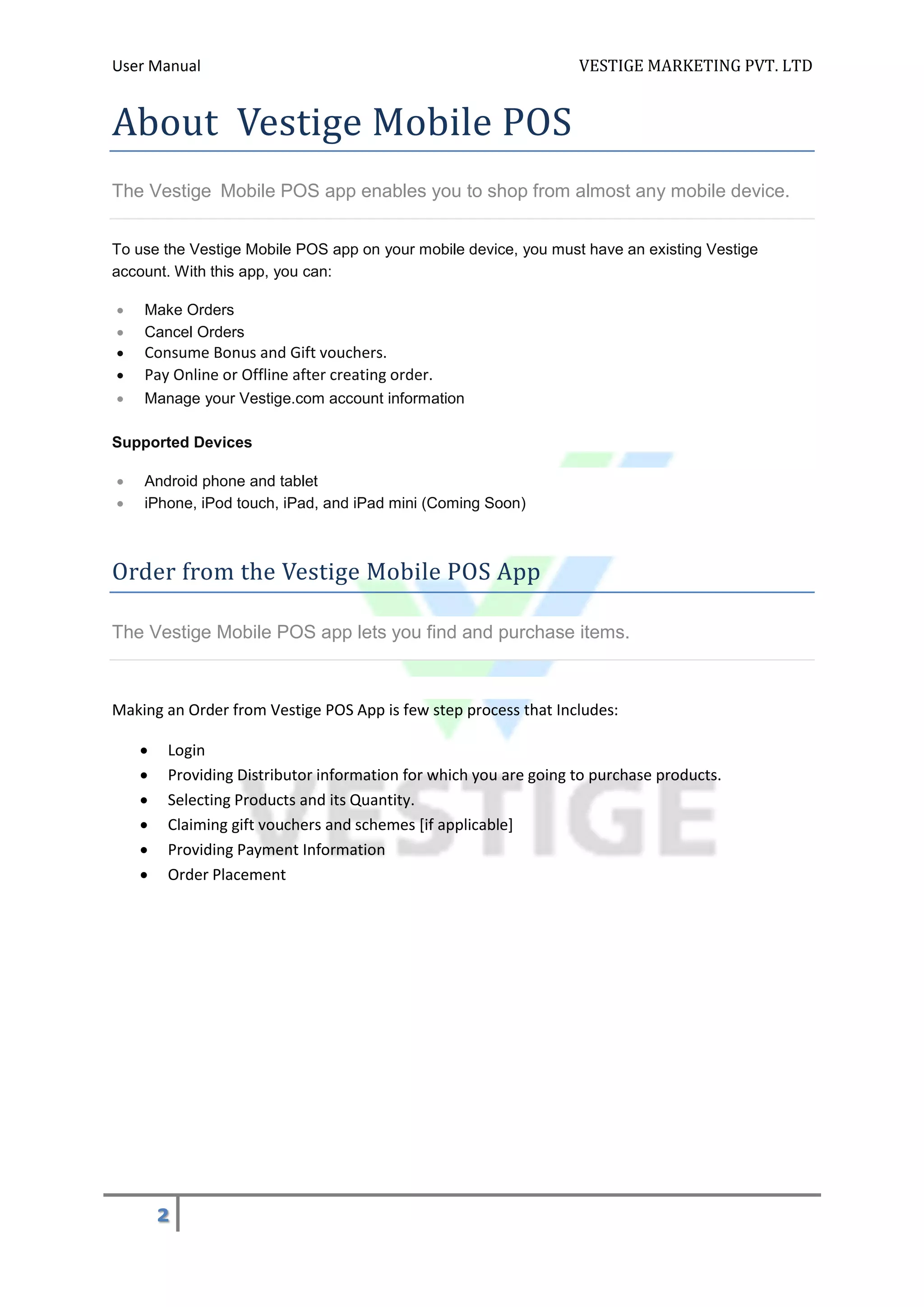Vestige pos app | PDF