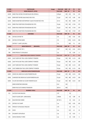Vestige product price list + image | PDF
