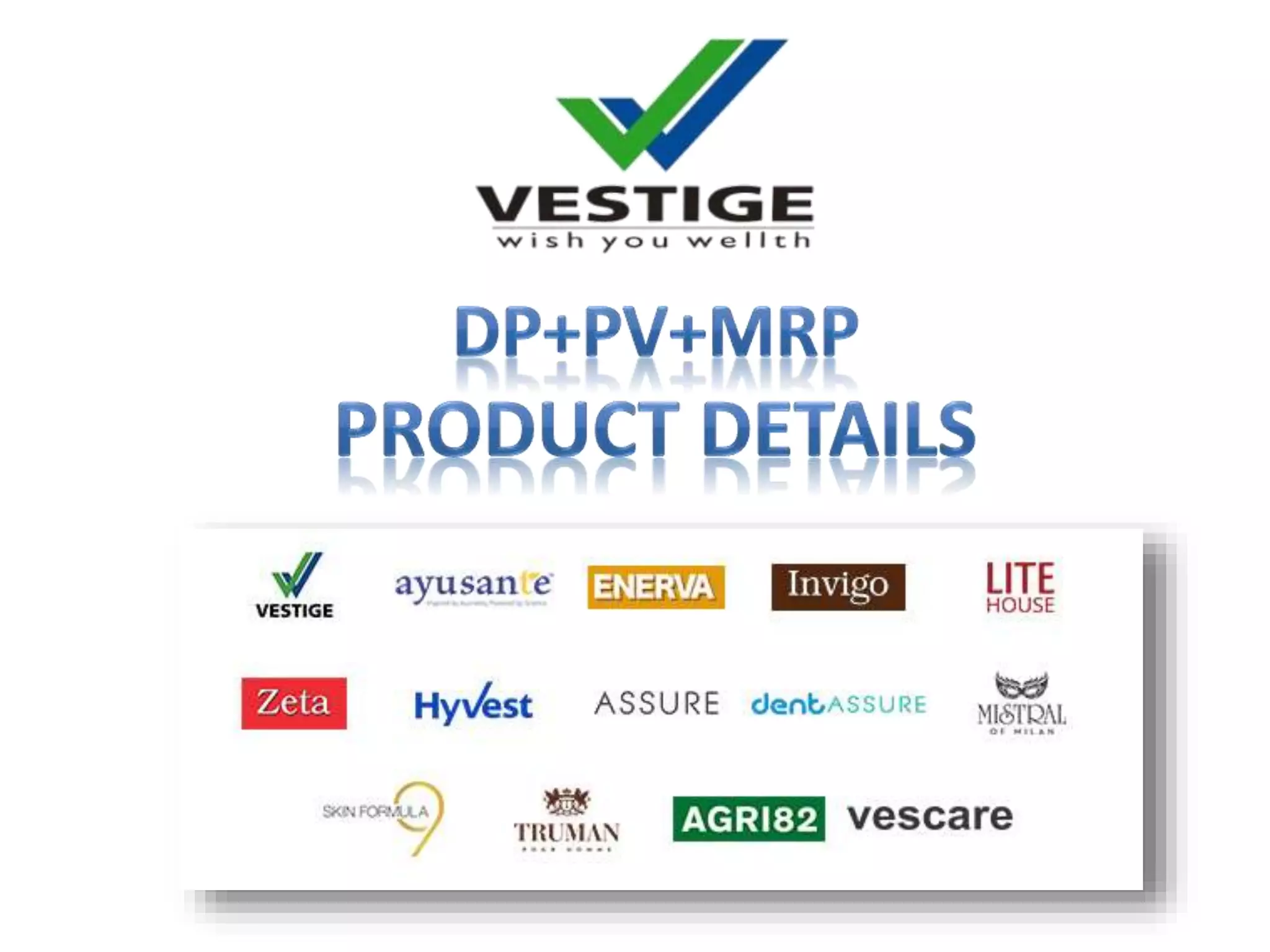 Vestige products dp+bv+pv+mrp details by (indian vestige) | PPTX