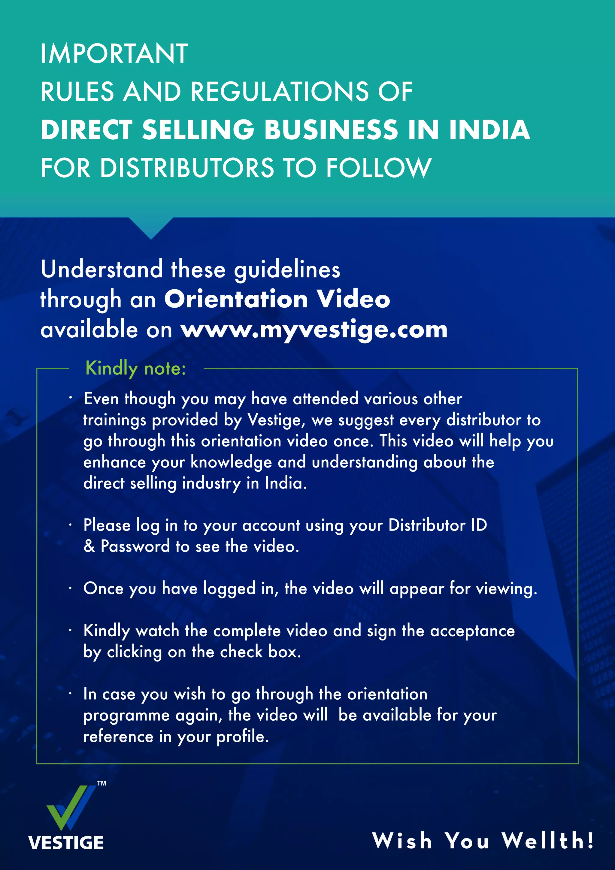 Vestige New Rules Video Orientation Page | PDF