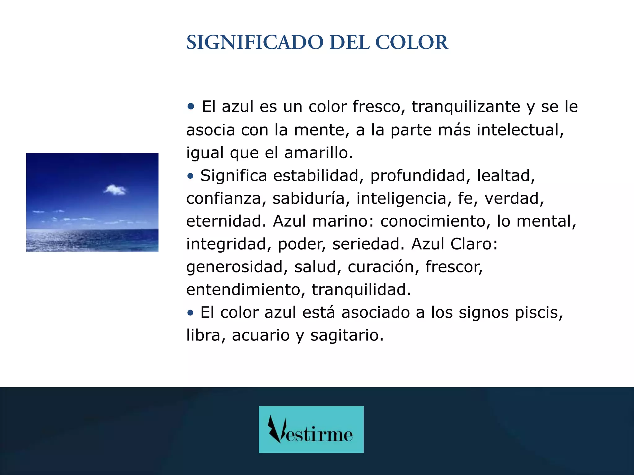 El color azul y sus características | PPTX