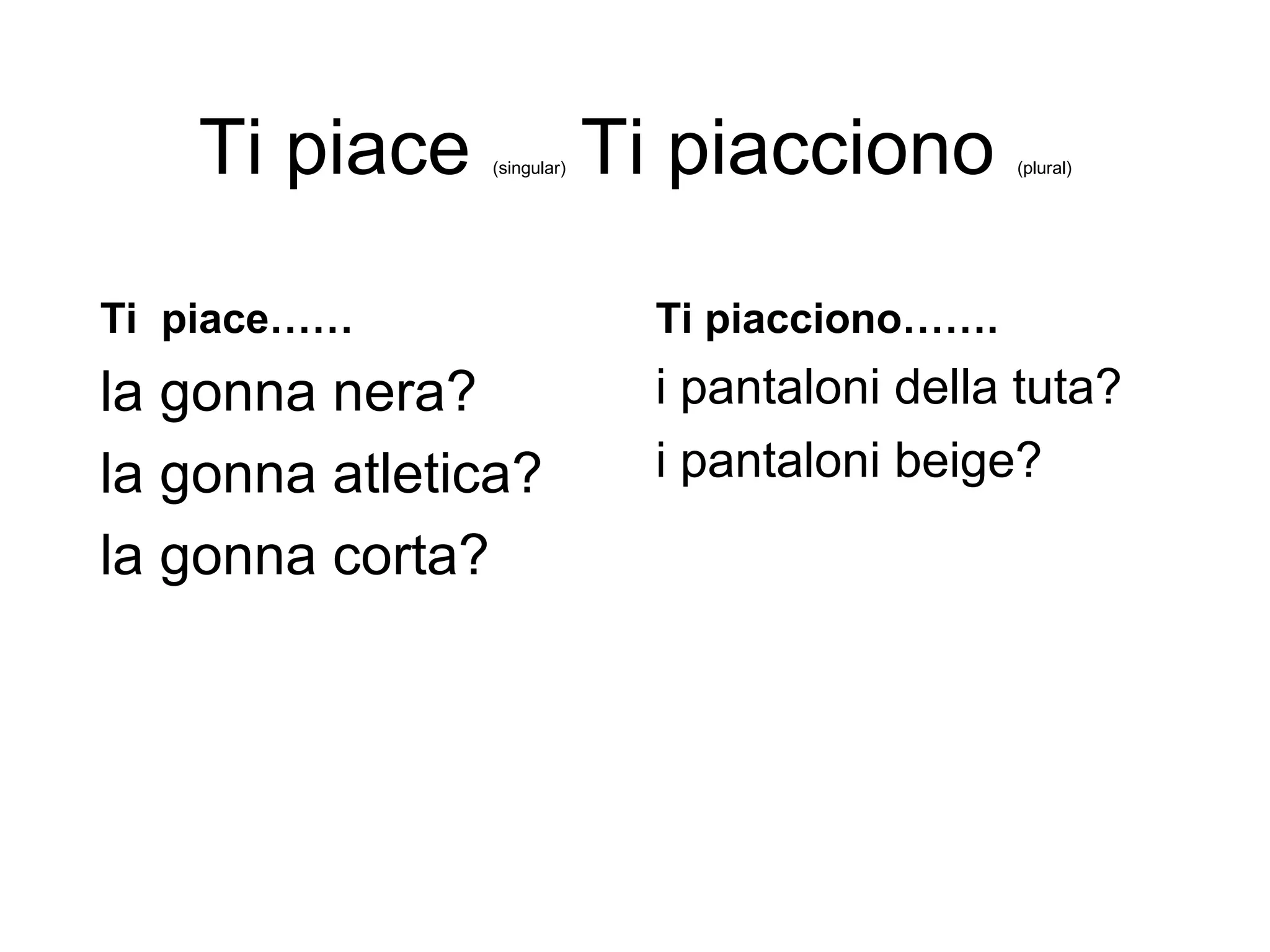 Vestiti Grade 8 Italiano | PPT