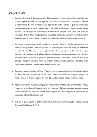 Vestuario tradicional del peru | PDF
