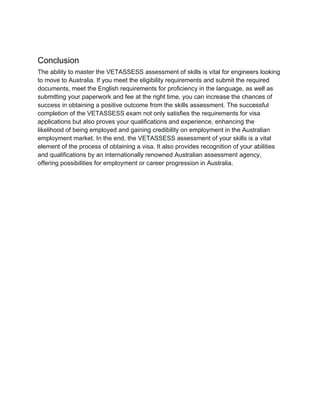 VETASSESS Skill Assessment for Migration to Australia | DOCX