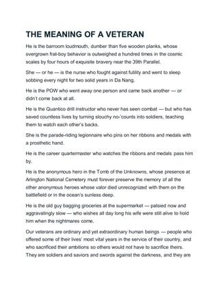 THE MEANING OF A VETERAN | DOCX