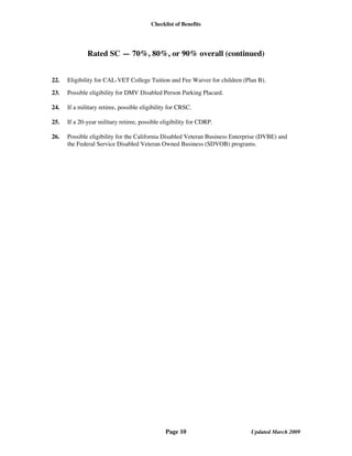 Veterans Benefits Checklist Disability | PDF