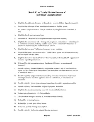 Veterans Benefits Checklist Disability | PDF